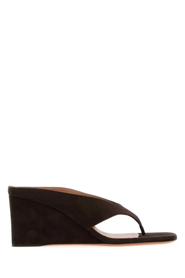 Alaïa Dark Suede Thong Mules