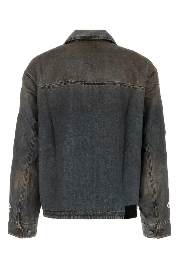 Amiri Denim Trucker Jacket With Bone Appliqu - Blue