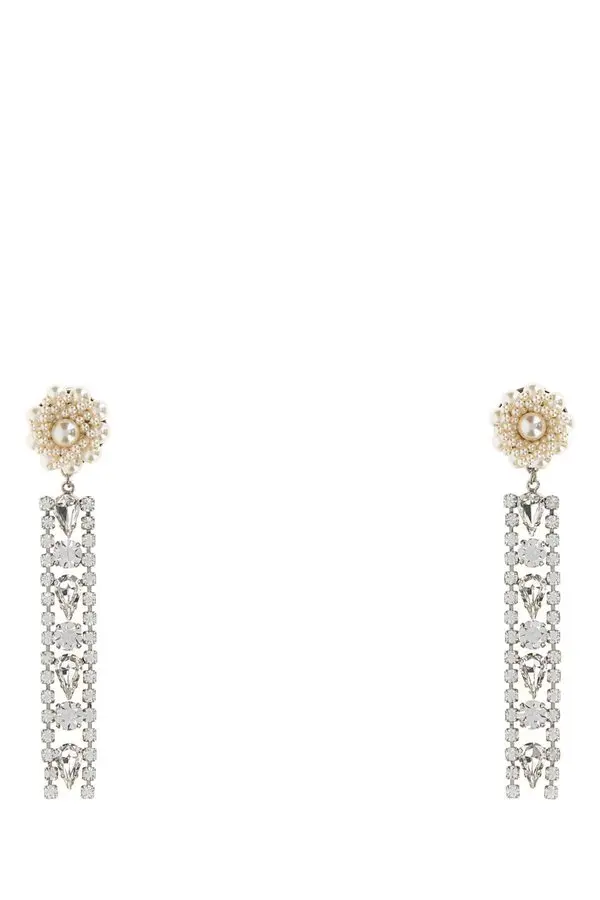 Alessandra Rich Embellished Metal Earrings - Silver