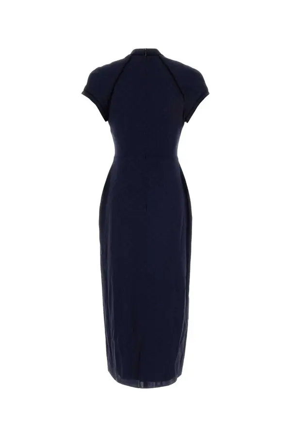 Alessandra Rich Navy Silk Dress