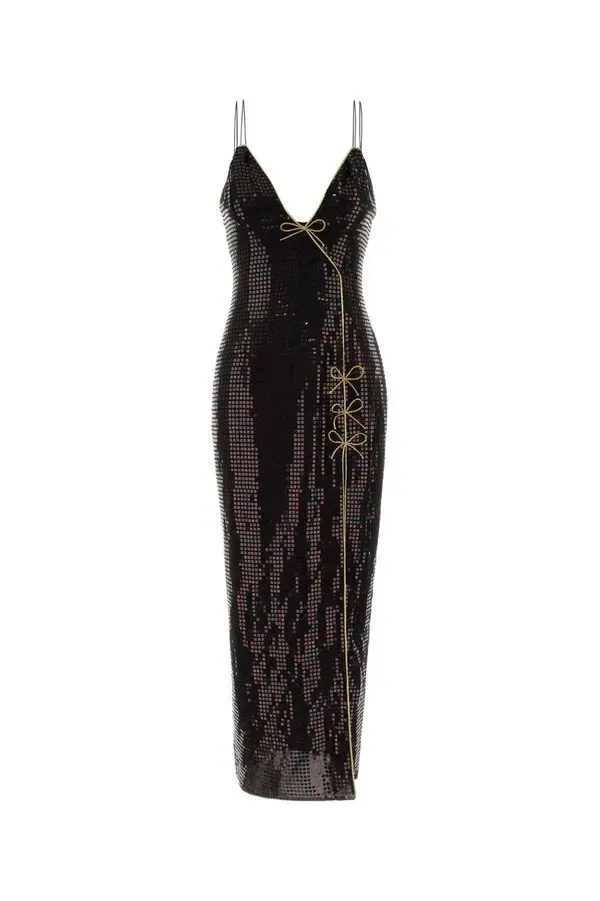 Alessandra Rich Embellished Stretch Silk Dress