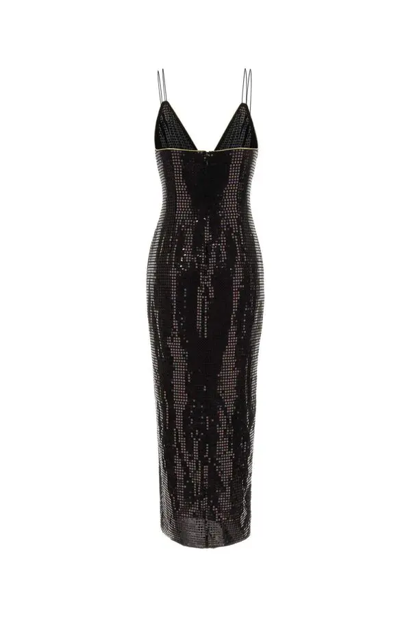 Alessandra Rich Embellished Stretch Silk Dress