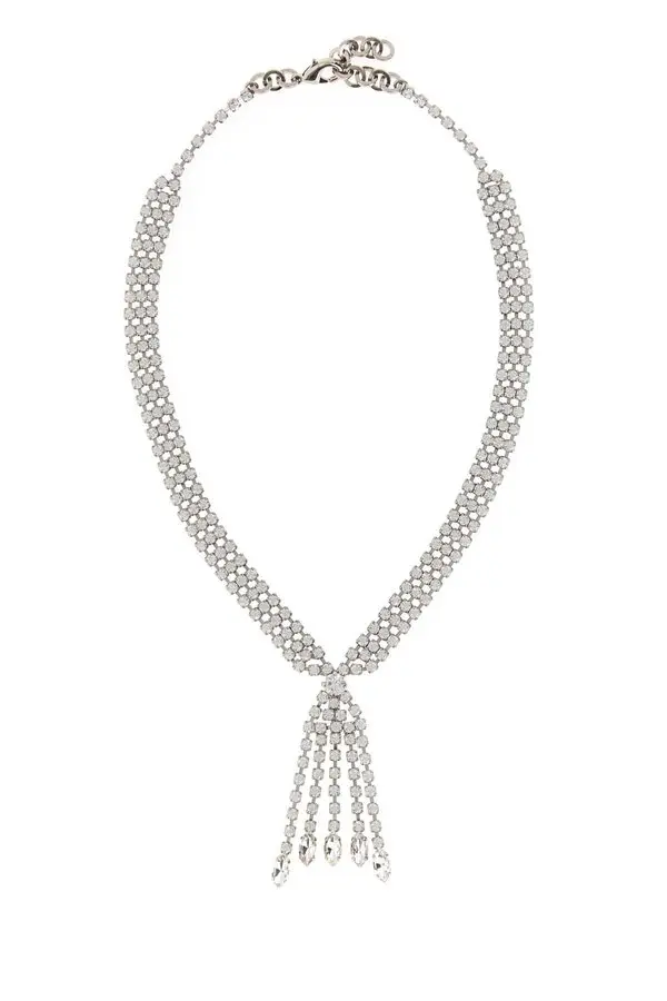 Alessandra Rich Embellished Metal Necklace - Silver