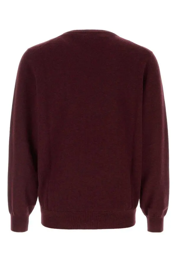 Brunello Cucinelli Melange Burgundy Cashmere Sweater - Red