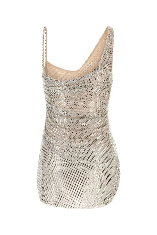 SELF-PORTRAIT Embellished Stretch Tulle Mini Dress