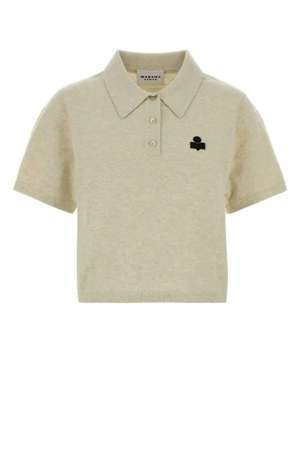 Isabel Marant Étoile Melange Grey Cotton Blend Althea Polo Shirt - Brown