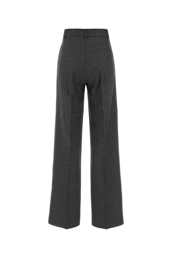 Andamane Dark Grey Twill Wide-leg Pants - Gray
