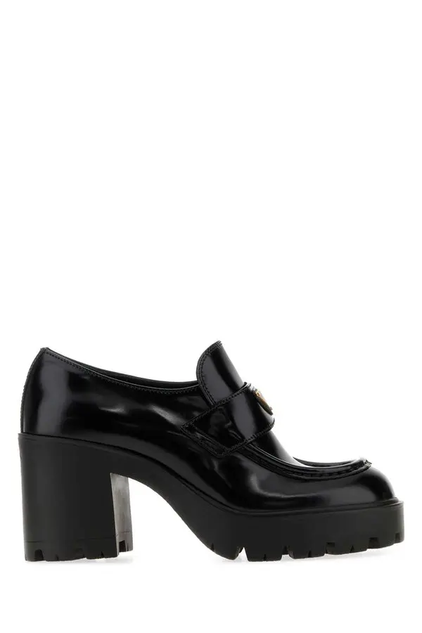 Prada Leather Pumps With High Heel - Black