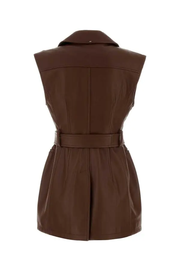 Sportmax Chocolate Leather Favella Vest - Brown