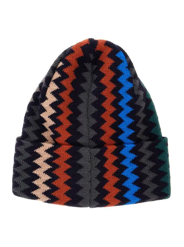 Missoni Beanie With Turn-up Brim Zigzag Motif In Wool Blend For