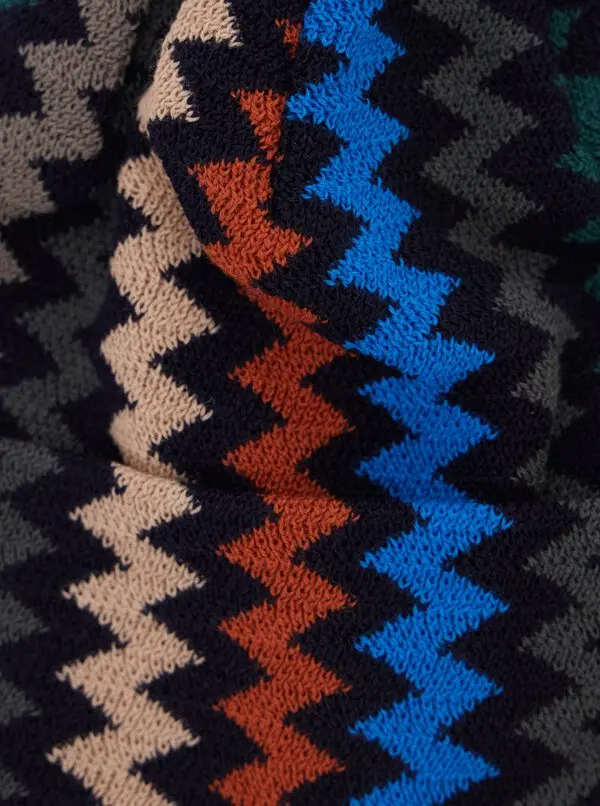 Missoni Beanie With Turn-up Brim Zigzag Motif In Wool Blend For