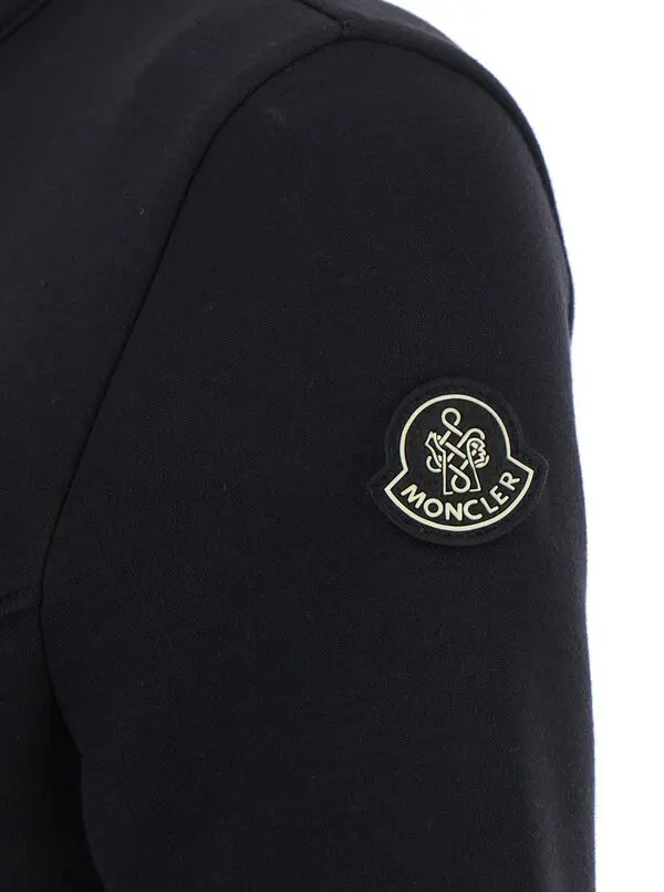 Moncler Black Dress With Logo Patch Applied On The Sleeve In Cotton Blend - Multicolor
