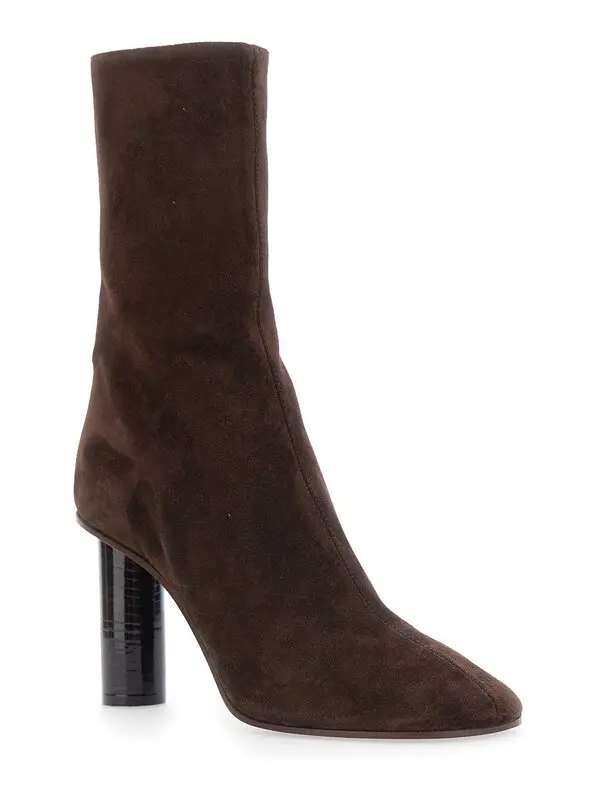 Paris Texas Alice Ankle Boot 85 With 8.5 Cm Heel In Brown Leather - Multicolor