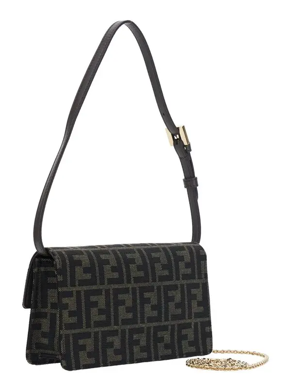 Fendi Ff Jacquard Wallet On Chain - Brown