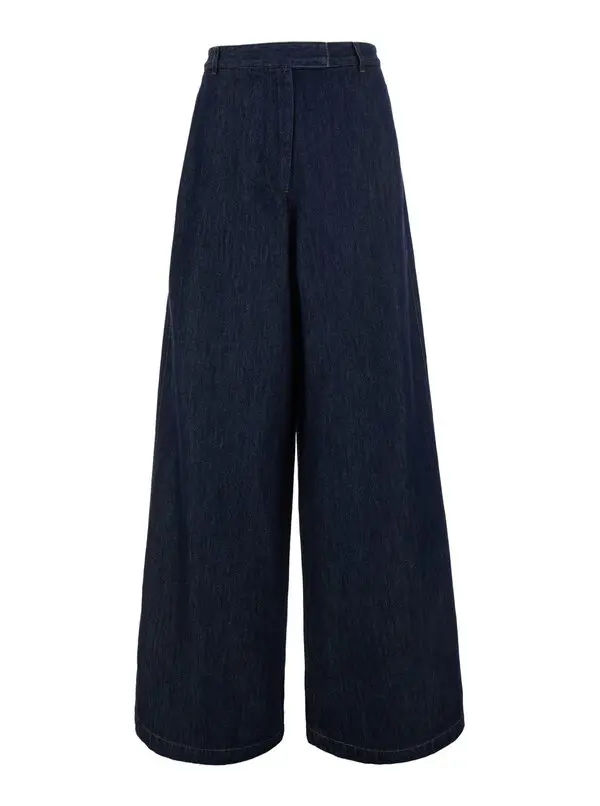 Dries Van Noten Penn' Blue Jeans With Logo Patch On The Back And Wide Leg In Denim For - Multicolor