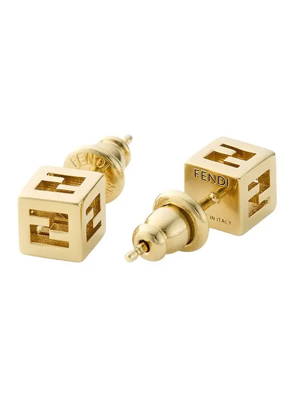 Fendi Couple Stud Cubo Metal Earrings - Multicolor