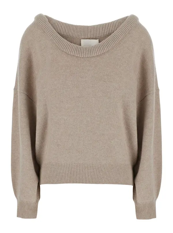 LISA YANG Doria Sweater With High Collar And Long Sleeves In Cashmere Beige - Cream