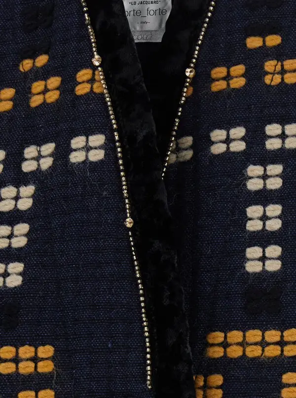 FORTE_FORTE Samarcanda' Black Jacket With Geometric Embroidery With Beads In Blend Cotton For - Multicolor