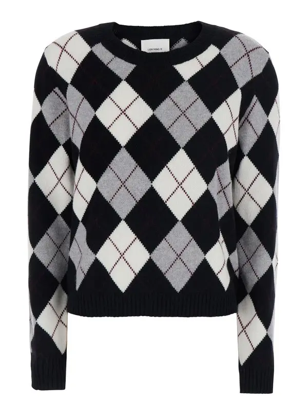 LISA YANG Antoni Argyle V-neck Cashmere Sweater - Multicolor