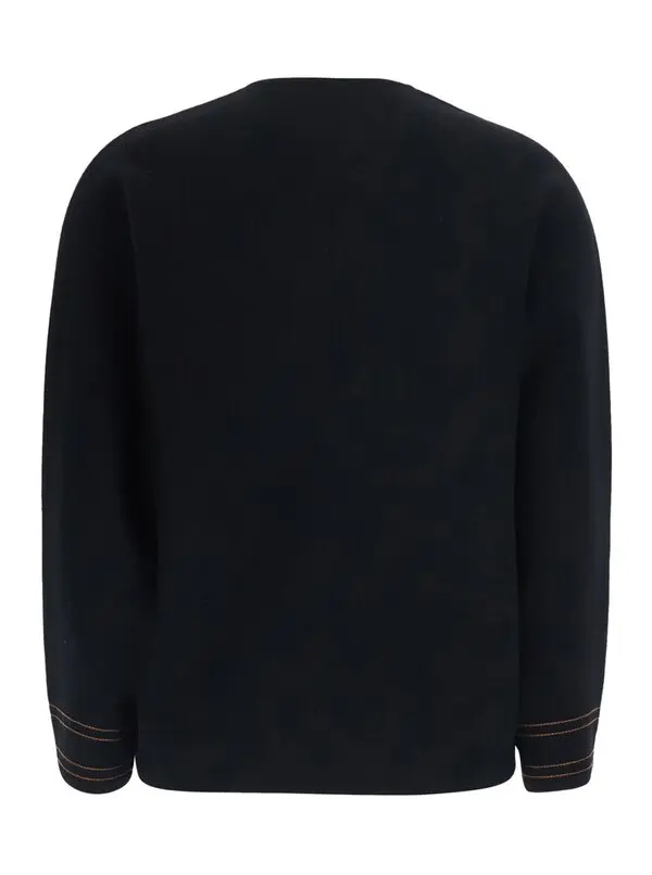 Max Mara Long Sleeve V-neck Top In Black Tech Fabric