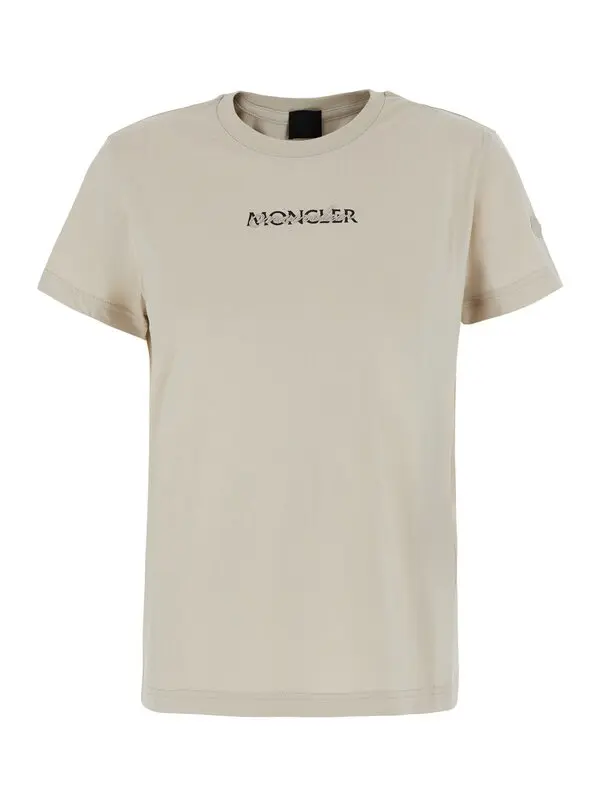 Moncler Cotton Crew Neck T-shirt With Logo - White