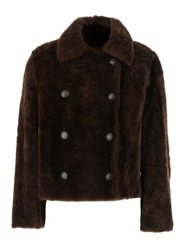 Brunello Cucinelli Cropped Double Breasted Shearling
