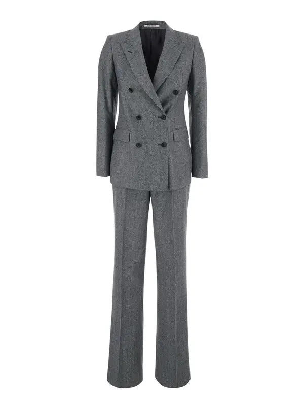Tagliatore Double-breasted Suit With Peak Revers In Wool Blend For