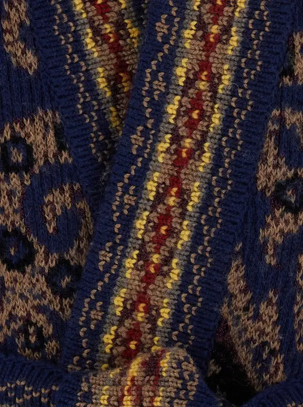 Etro Wool Blend Geometric Embroidered Belted Cardigan - Multicolor