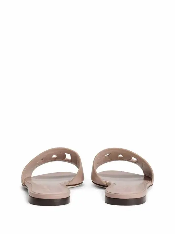 Dolce & Gabbana Leather Sandals With Dg Logo - Multicolor