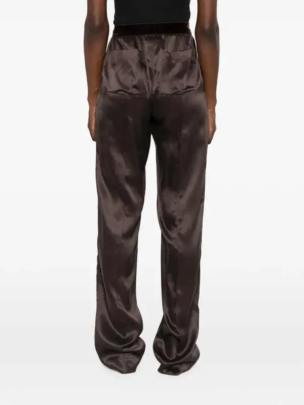 TOM FORD Logo Stripe Satin Trousers - Brown