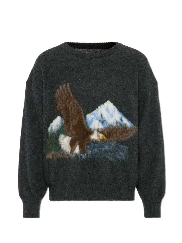 MAISON MARGIELA Intarsia Eagle And Mountains Sweater - Gray