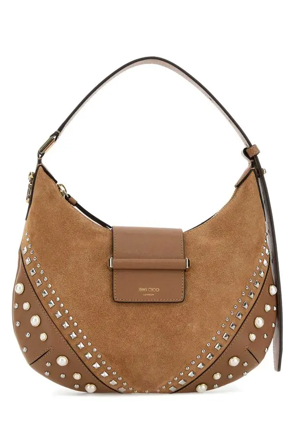 JIMMY CHOO Biscuit Suede Bar Shoulder Bag