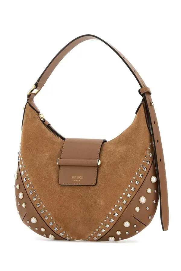 JIMMY CHOO Biscuit Suede Bar Shoulder Bag