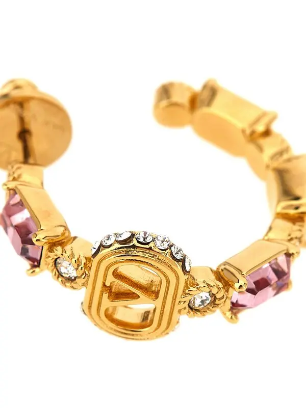 Valentino Garavani Ovalette Hoop Earrings With Pink Crystals And Pearl