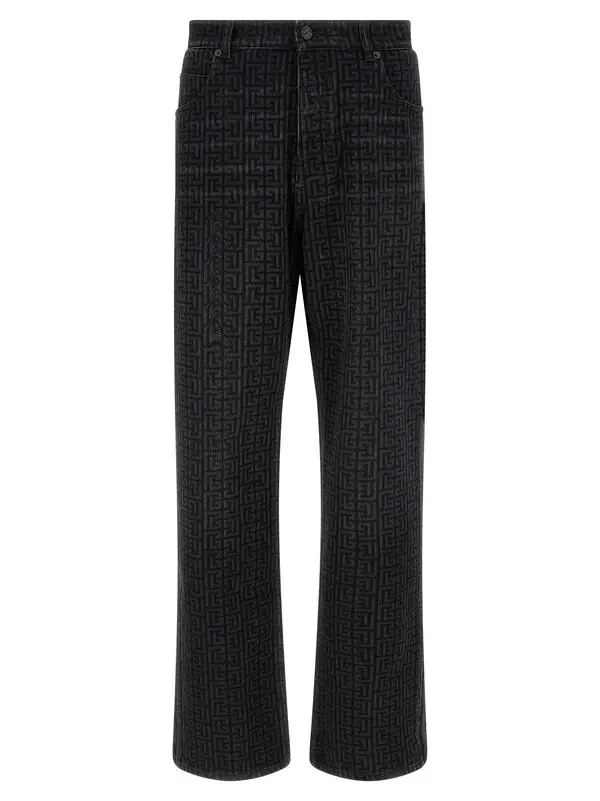 Balmain Monogram Jacquard Straight Leg Jeans