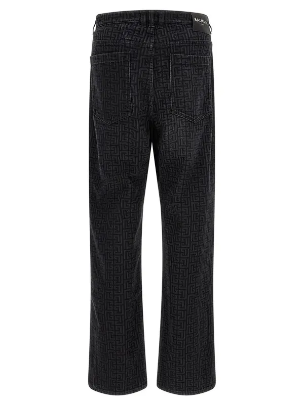 Balmain Monogram Jacquard Straight Leg Jeans