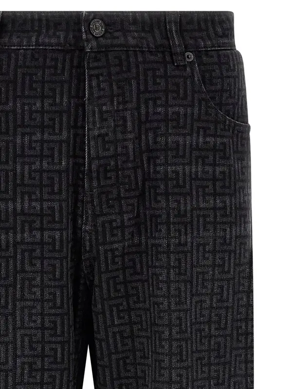 Balmain Monogram Jacquard Straight Leg Jeans