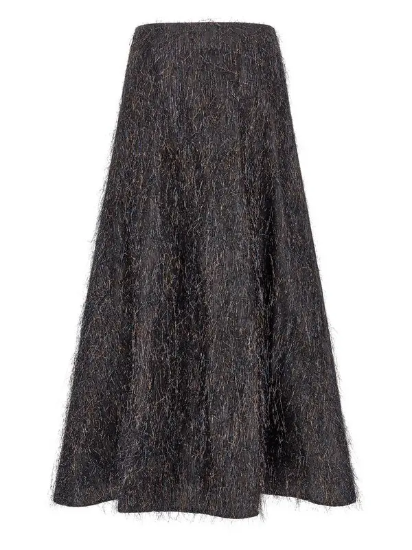 Peserico Midi A-line Skirt With Metallic Fringes - Blue