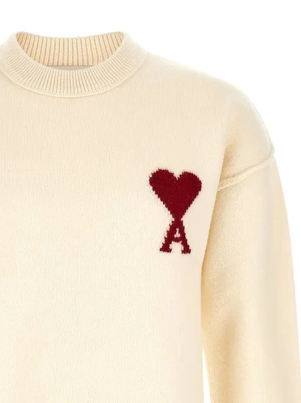 AMI Paris De Coeur' Wool Sweater - Red