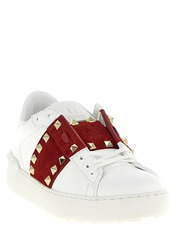 Valentino Garavani Rockstud Untitled Calfskin Leather Low-top Sneakers - Red