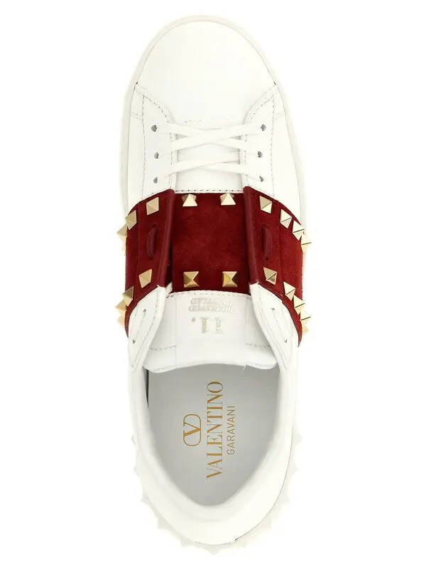 Valentino Garavani Rockstud Untitled Calfskin Leather Low-top Sneakers - Red