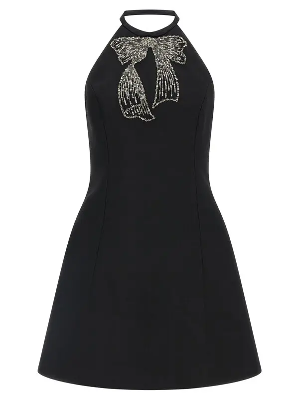 Valentino Garavani Crepe Couture Mini Dress With Embroidered Bow