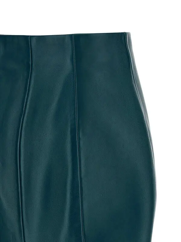 Balmain High-waisted Leather Pencil Skirt With Xl Zip - Blue