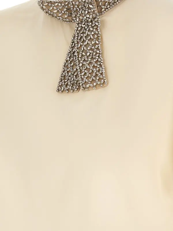 Valentino Garavani Embellished Jewel Collar Silk Top