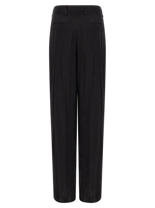 Dries Van Noten Wide Leg Pleated Trousers With Integrated Belt