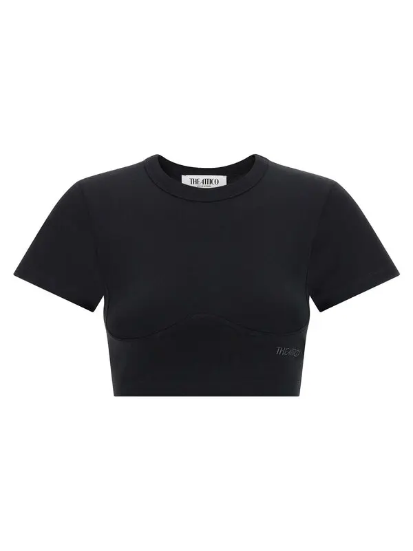 Attico Bustier Crop T-shirt - Black