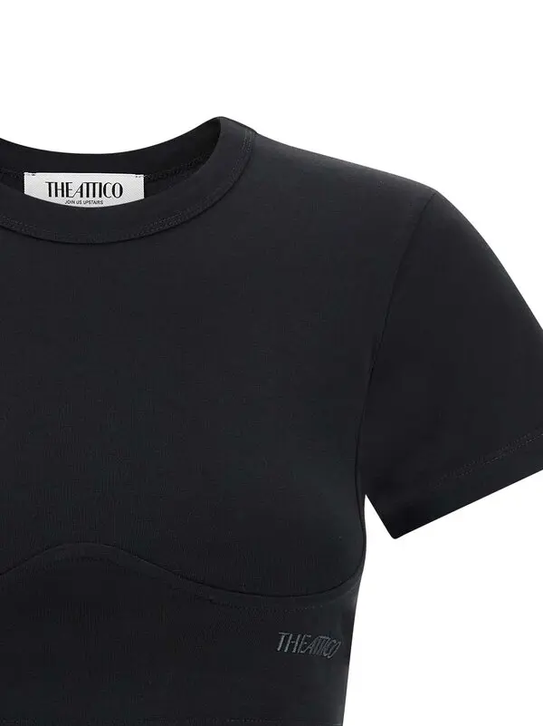 Attico Bustier Crop T-shirt - Black