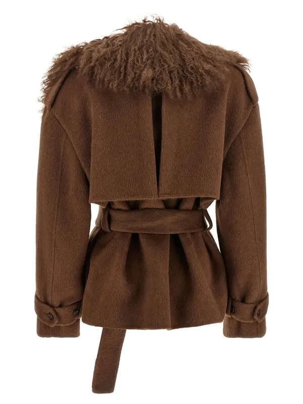 Giuseppe Di Morabito Shearling Neck Wool Blend Coat