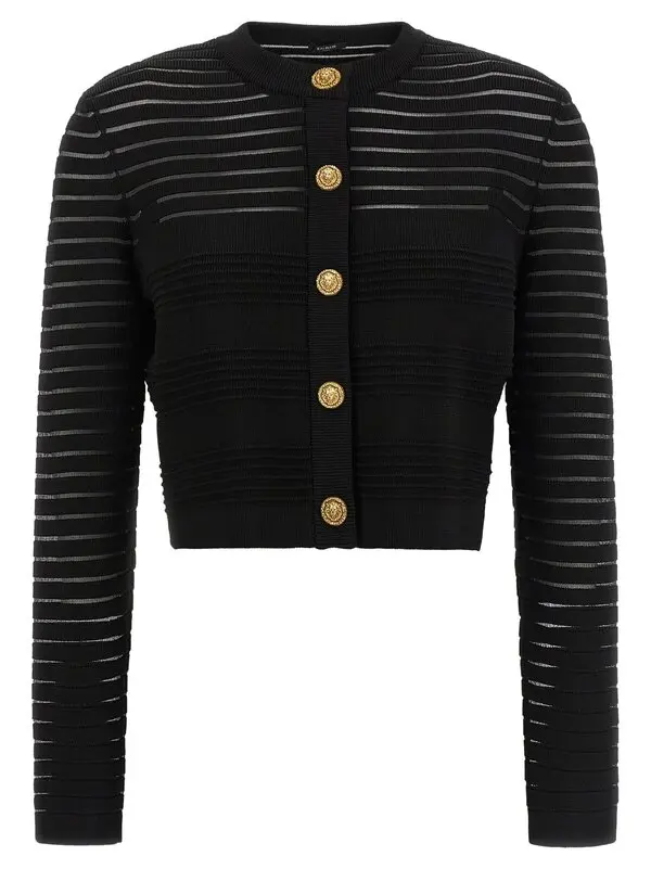 Balmain Semi-transparent Stripes Cardigan