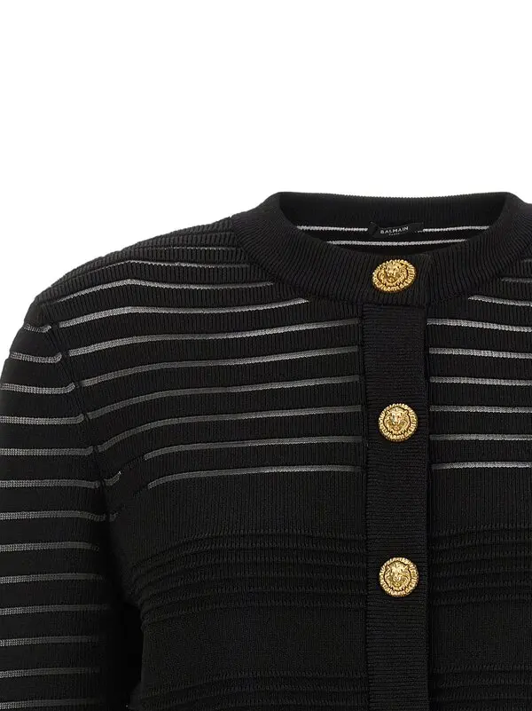 Balmain Semi-transparent Stripes Cardigan